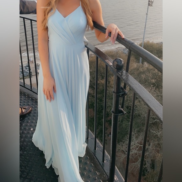 Azazie | Dresses | Ice Blue Azazie Bridesmaid Dress Spaghetti Strap ...